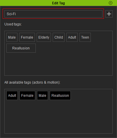 Tags System for Actor, Accessories and Motion Items