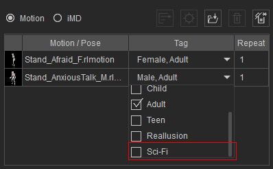 Tags System for Actor, Accessories and Motion Items