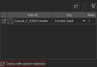 Deploying Actors with Variant Materials