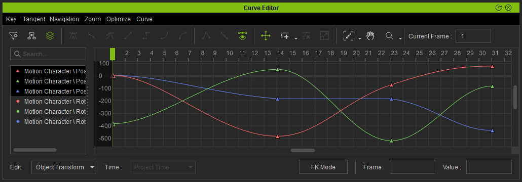 Default Key Tangent Section